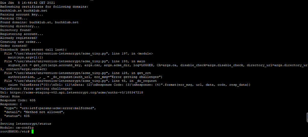 LetsEncrypt App Install failed - Apps & App Center - Univention Help